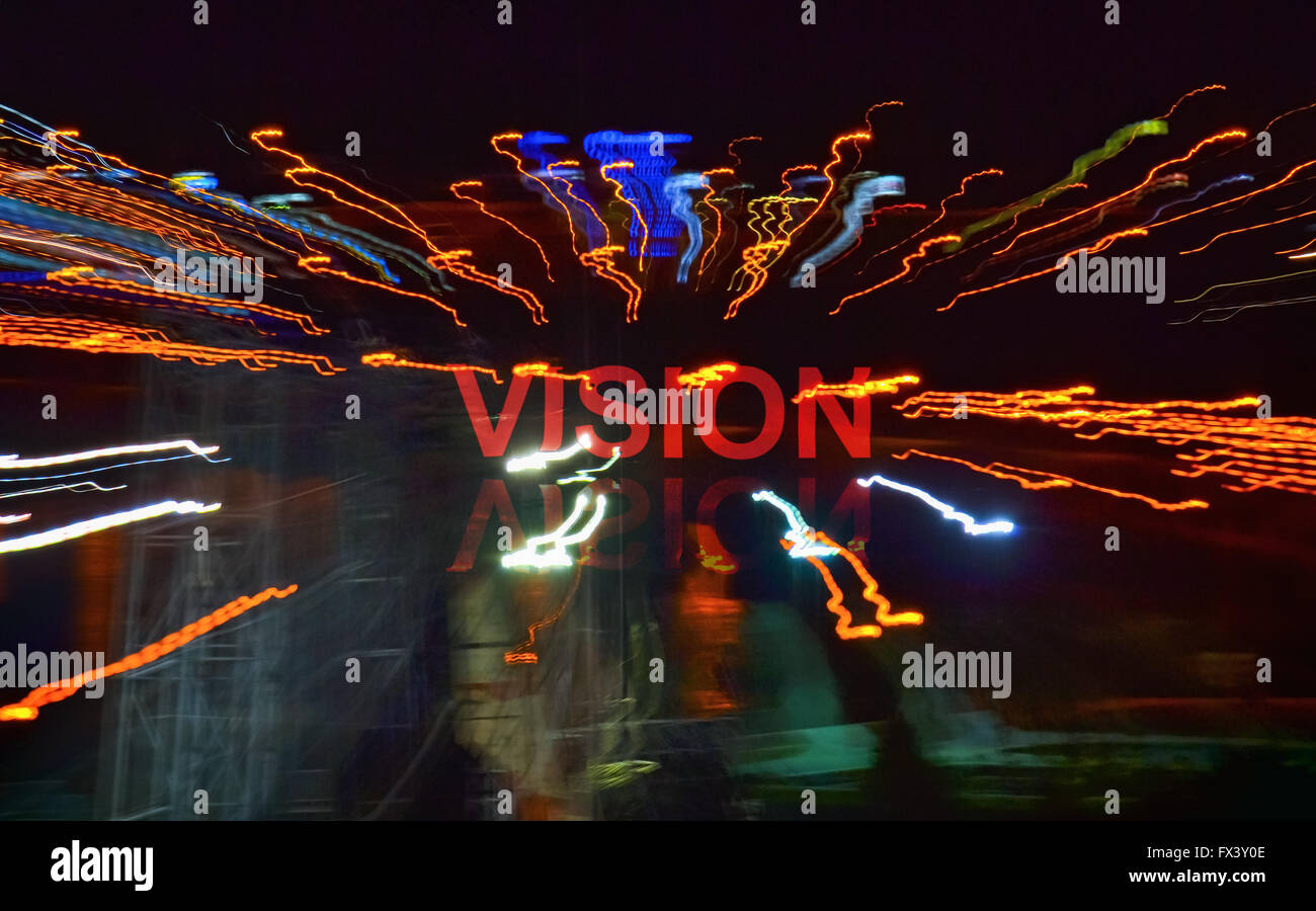 Single word Vision written in red on dark abstract background Stock ...