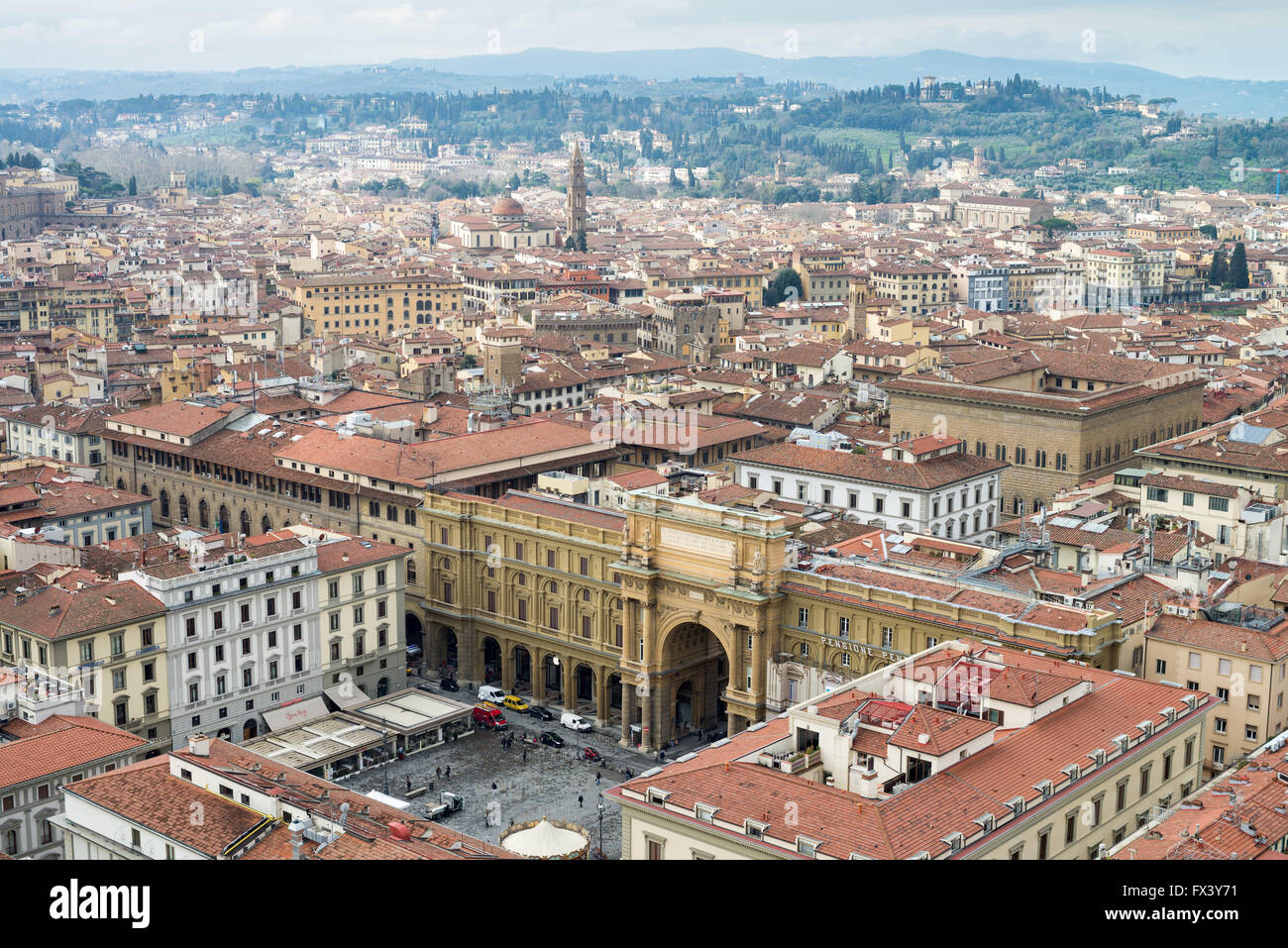 View of Florence, Italy with mountains in the background, Tuscany ...