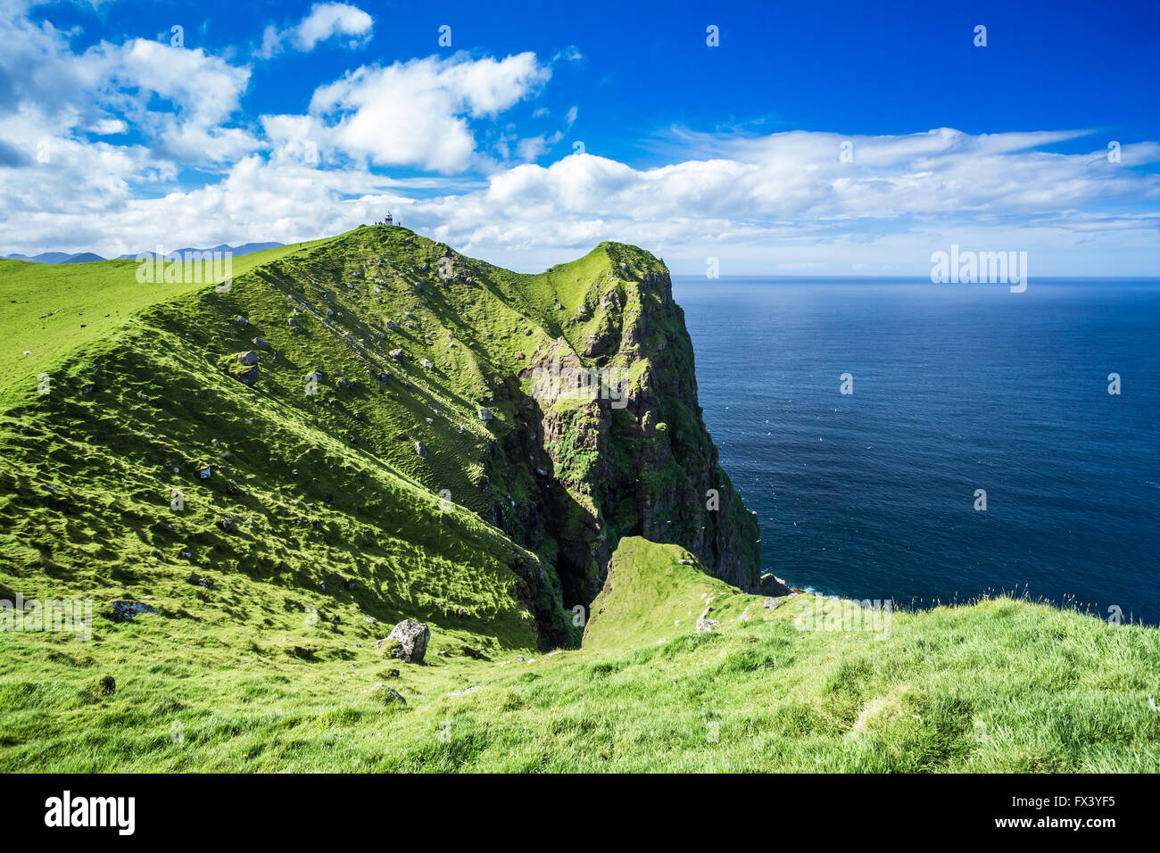 Kallur lighthouse in Kalsoy Island, Faroe Islands Stock Photo - Alamy