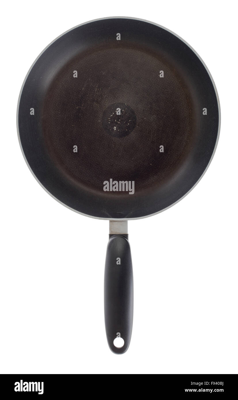 Old frying pan isolated on a white background Stock Photo - Alamy