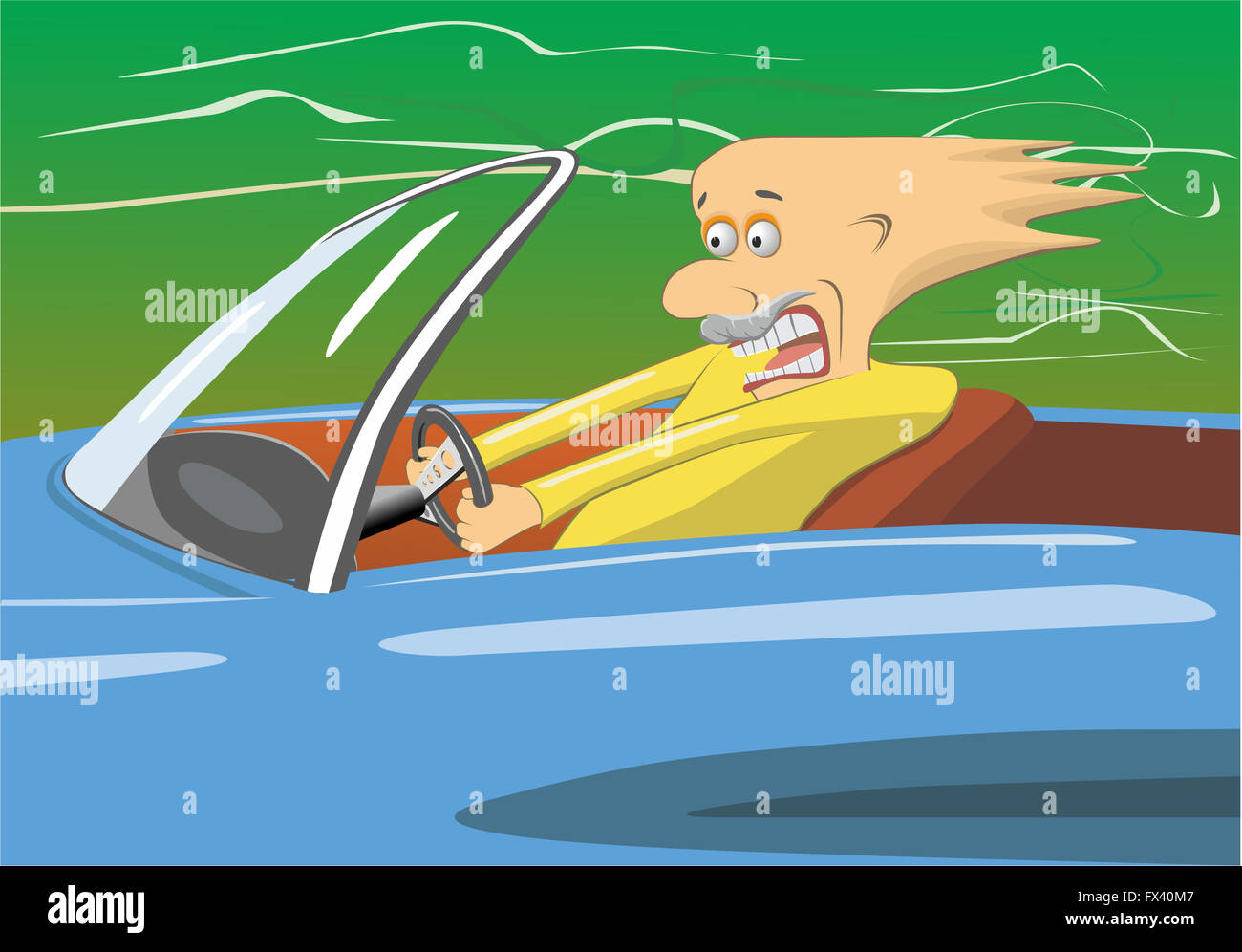 Crazy man driving a car Stock Photo - Alamy