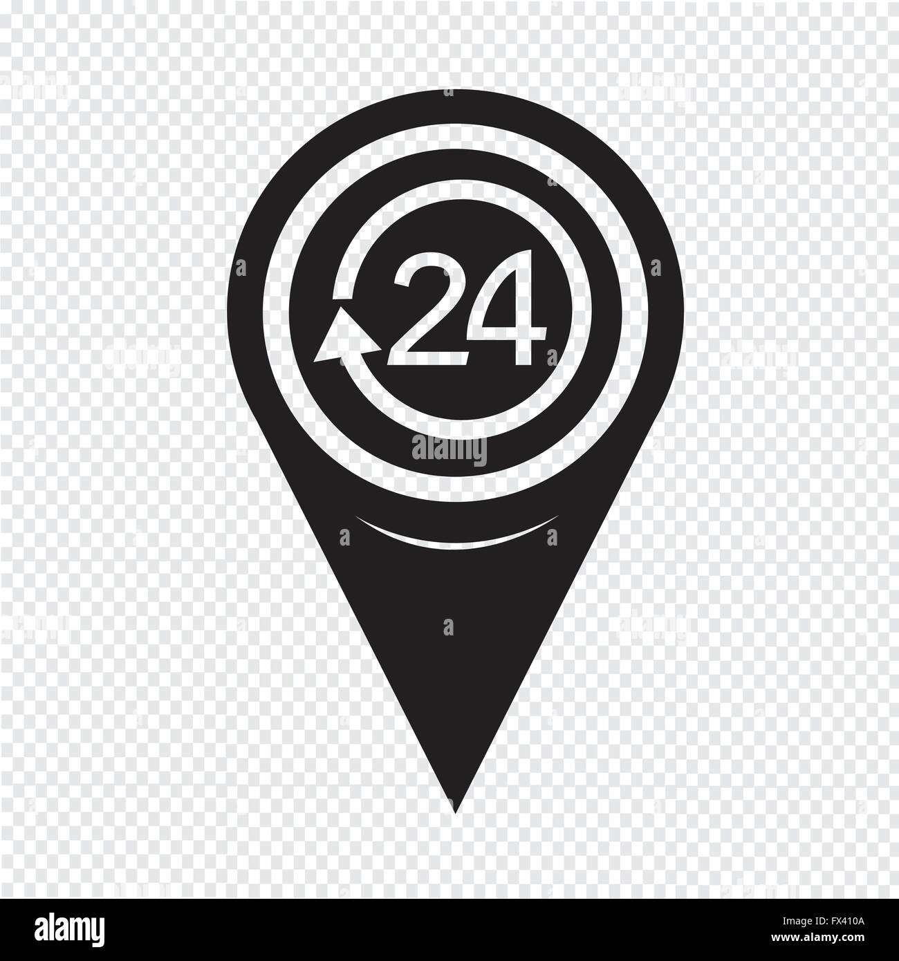 Map Pointer 24 hours icon Stock Vector Image & Art - Alamy