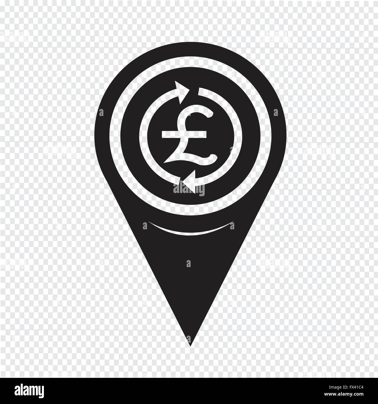 Map Pin Pointer Money Pound Icon , GBP currency symbol Stock Vector ...