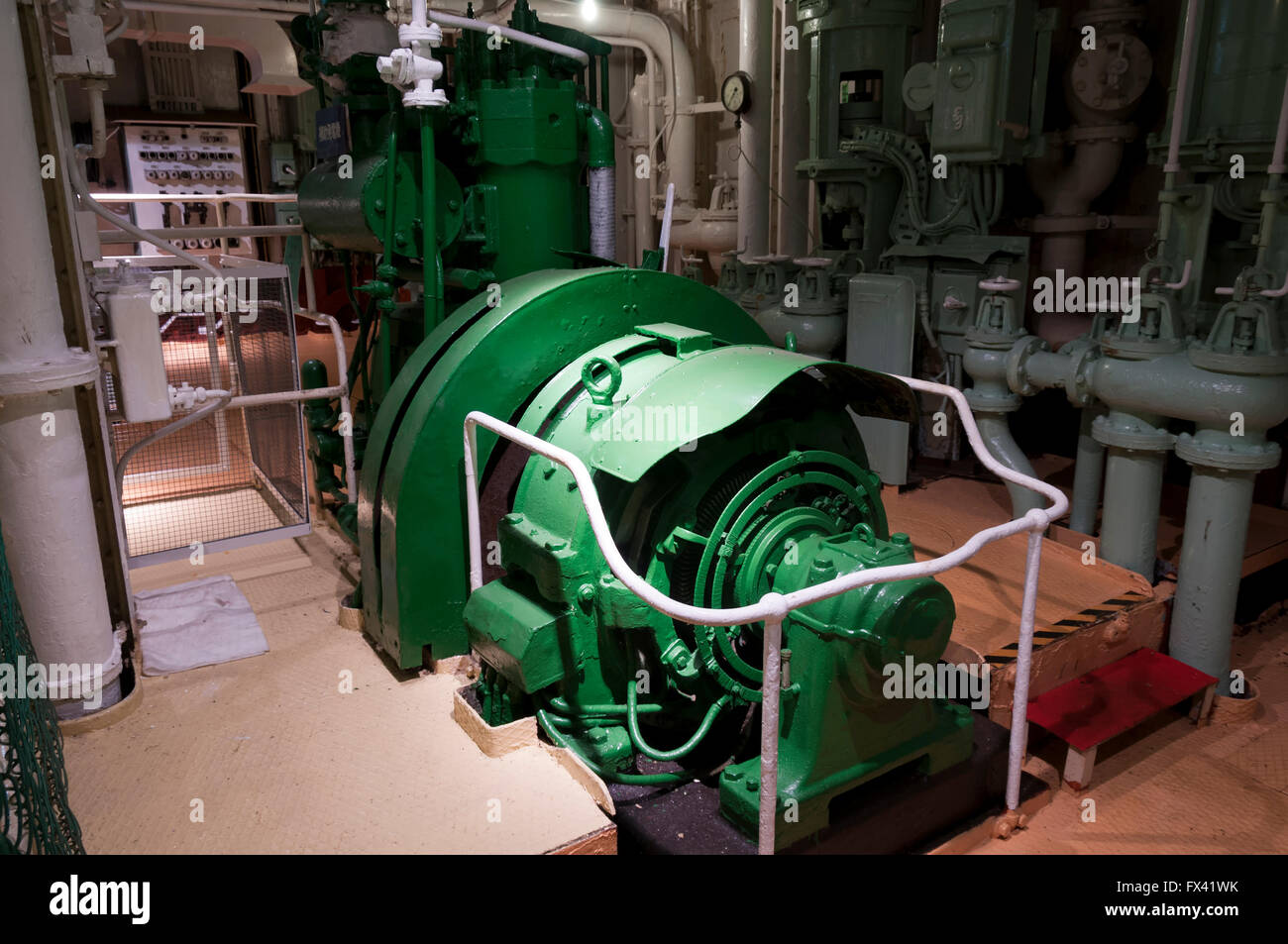 Compressor for cypplying compressed air on the ship Stock Photo - Alamy