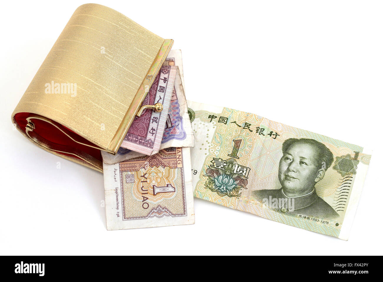 A wallet filled with Chinese money Stock Photo - Alamy