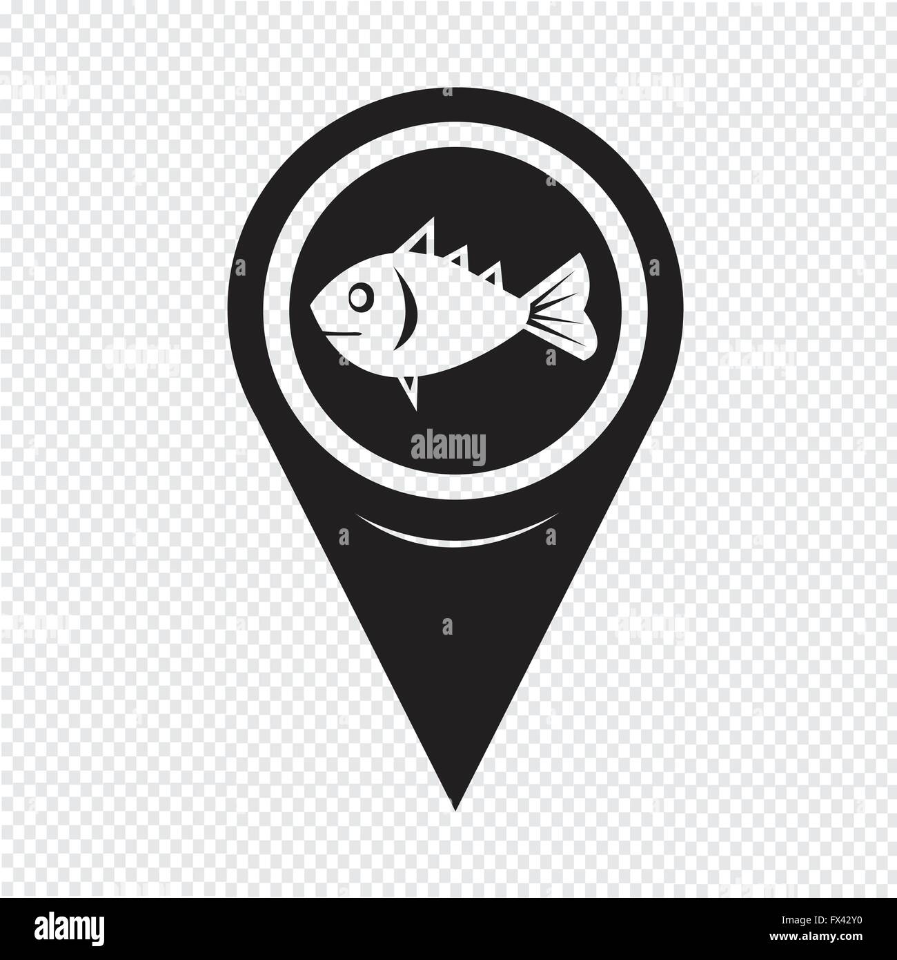 Map Pin Pointer Fish Icon Stock Vector Image & Art - Alamy