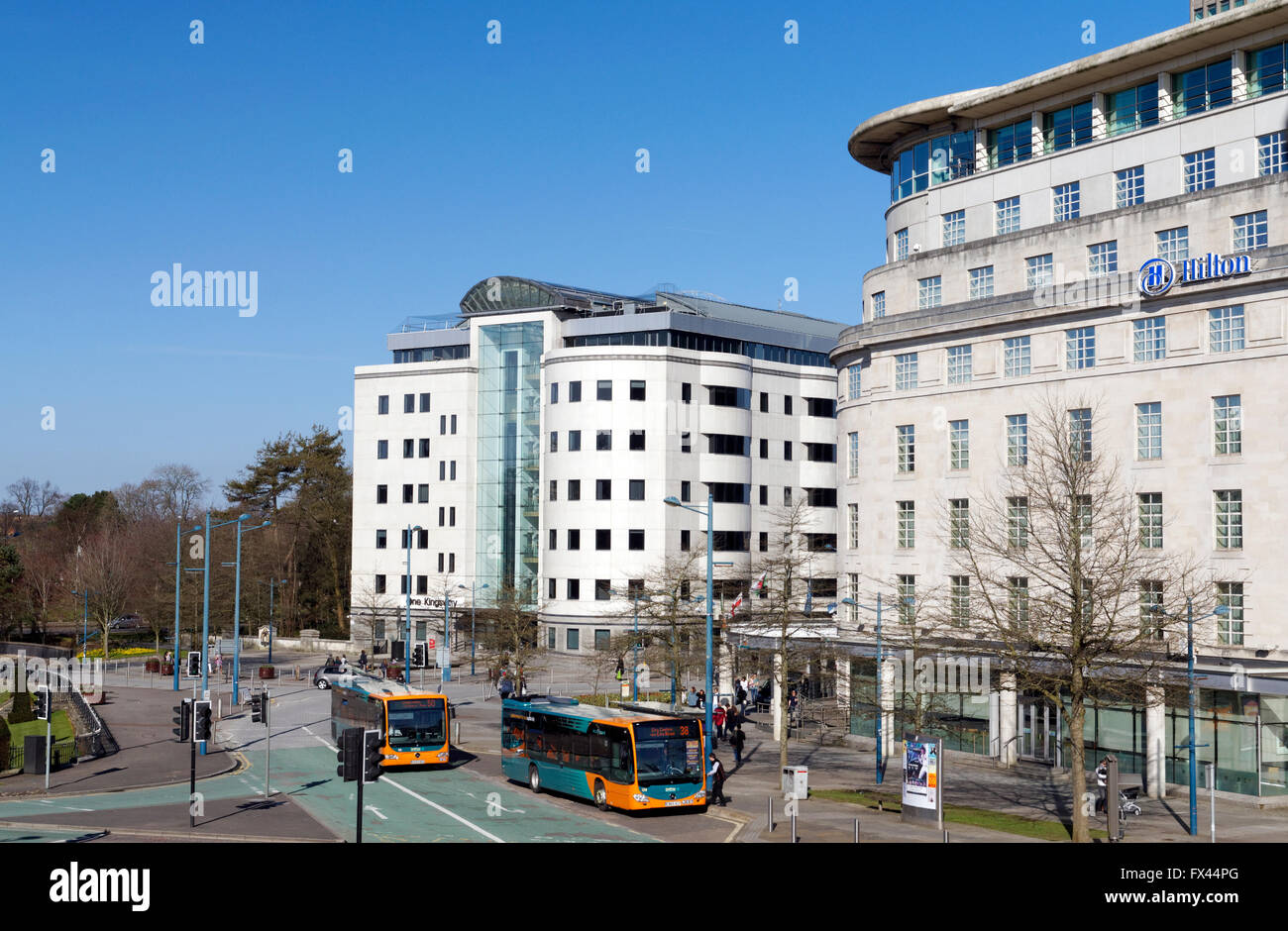 Cardiff Buses in cardiff city centre, Cardiff, Wales, UK Stock Photo ...
