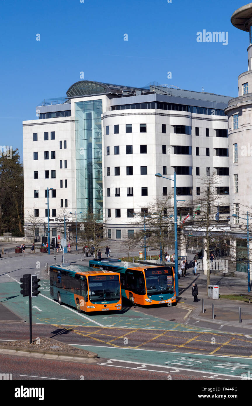 Cardiff Buses in cardiff city centre, Cardiff, Wales, UK Stock Photo ...
