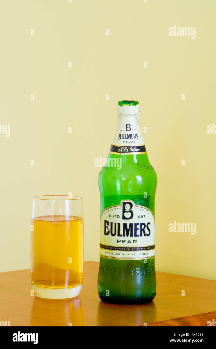 Bottle of Bulmers Pear ( Perry ) Cider, UK Stock Photo - Alamy