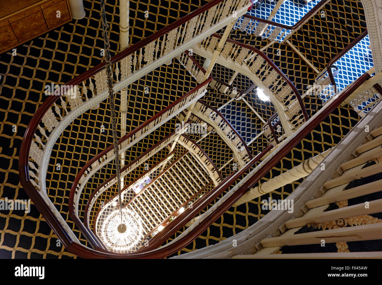 Chandelier and staircase of the Britannia Hotel, Portland Street ...