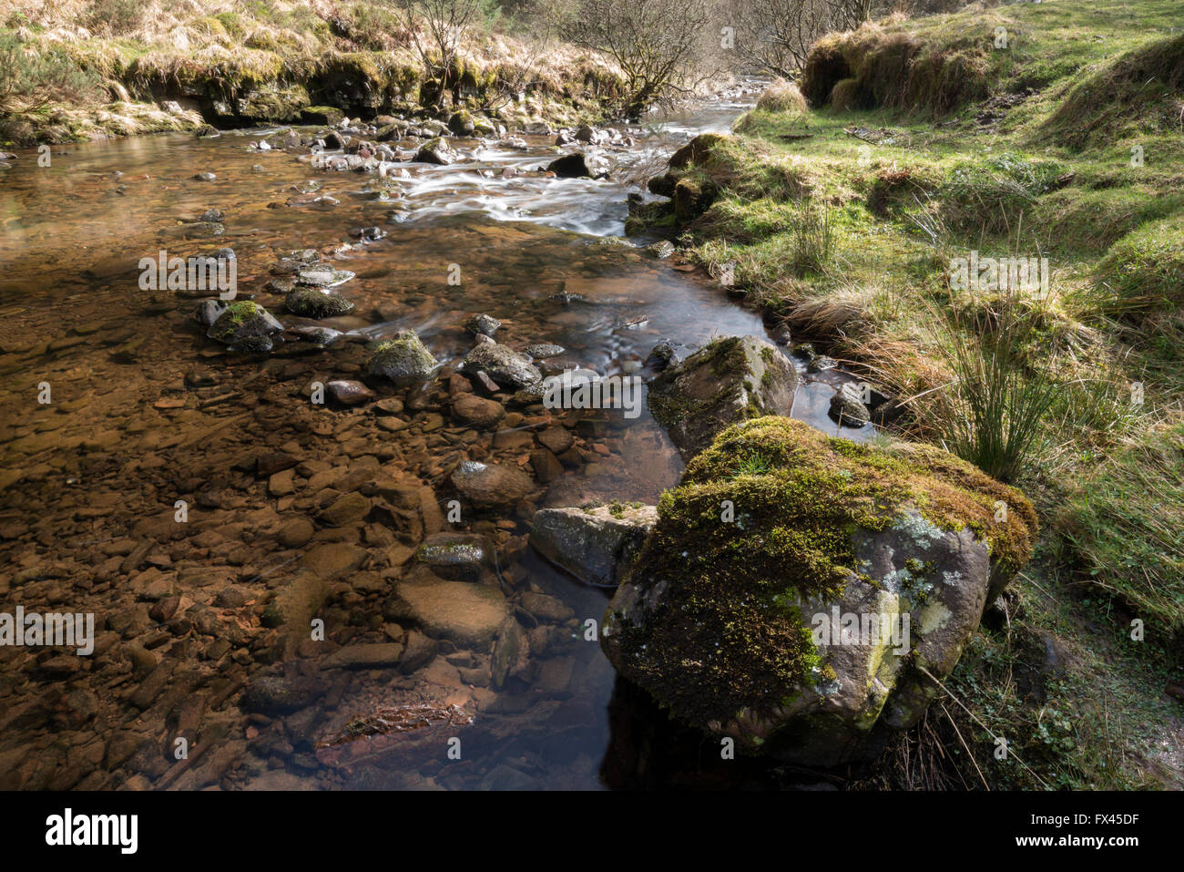 Blean Llia, detail of the stream, Breacon Beacons National Park, Wales ...