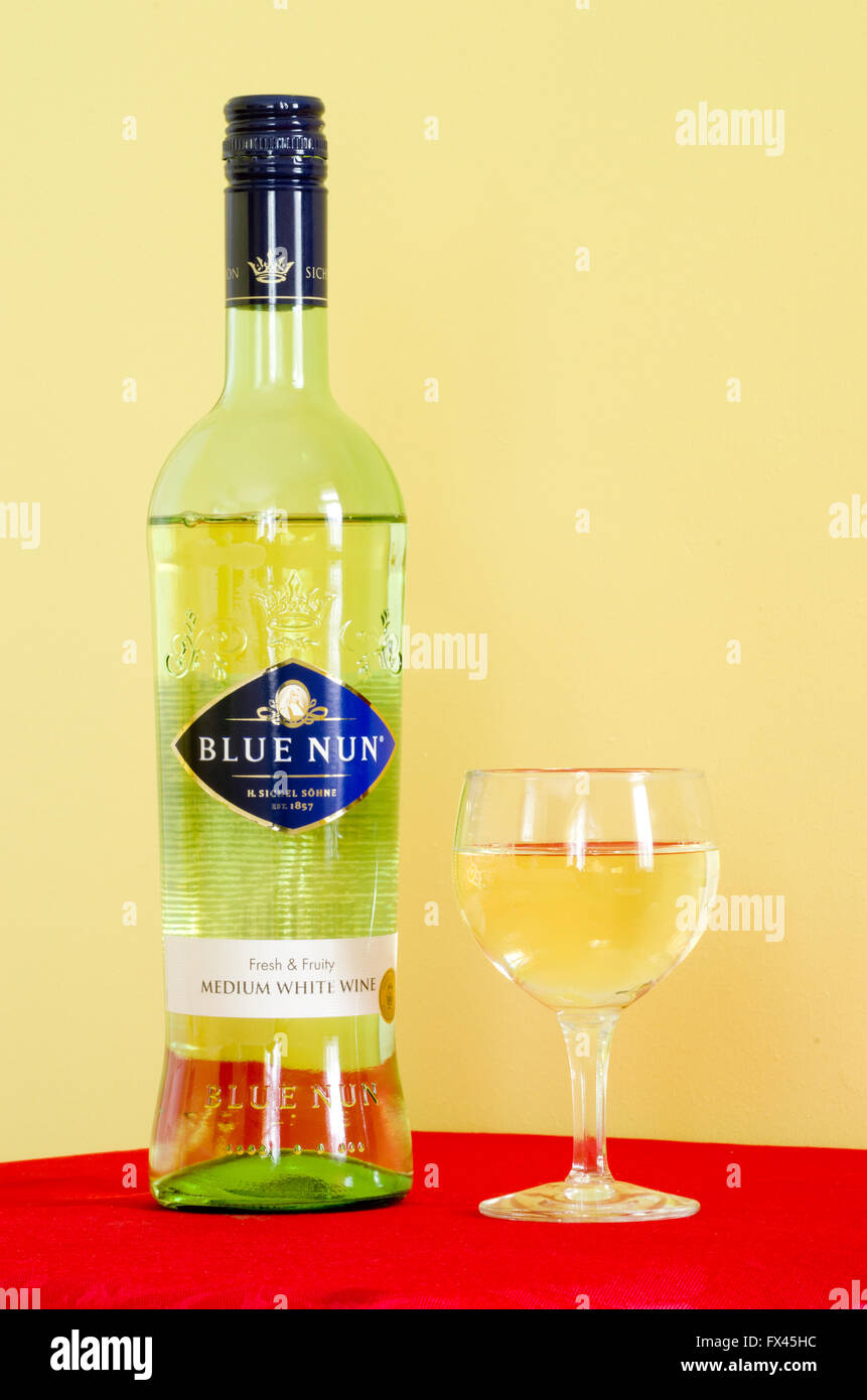 Bottle of Blue Nun White Wine Stock Photo - Alamy