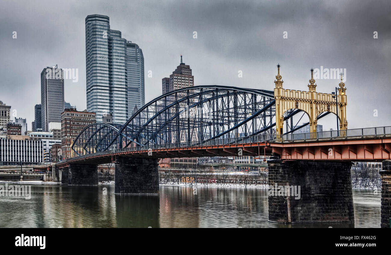 A Colorful bridge with Pittsburgh skyline Stock Photo - Alamy