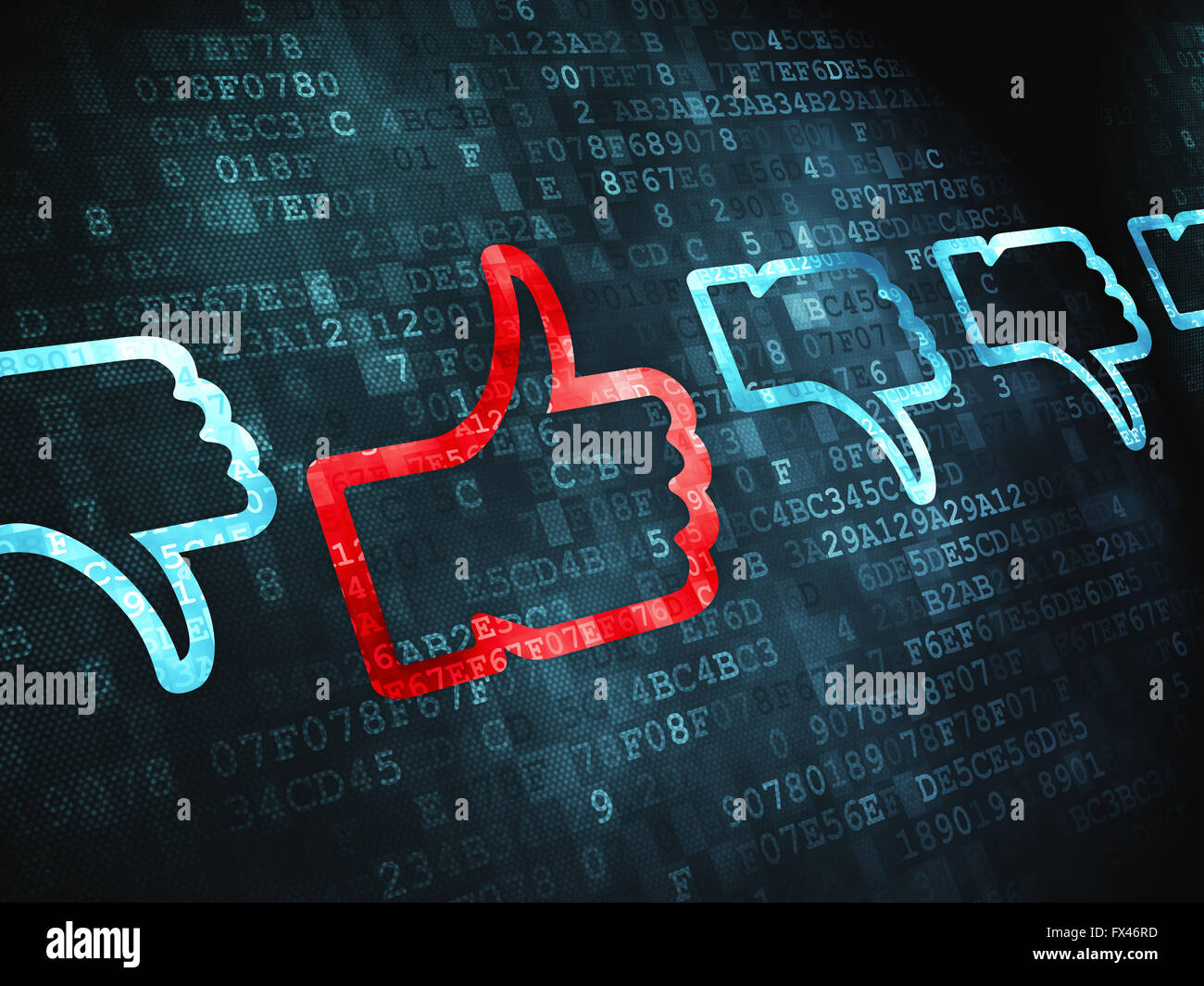Social network concept: Thumb Up, Down on digital background Stock ...