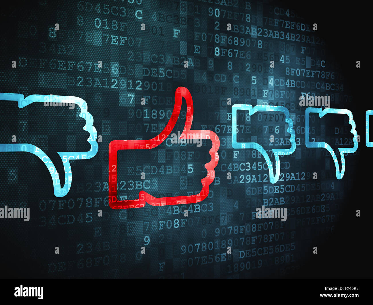 Social network concept: Thumb Up, Down on digital background Stock ...