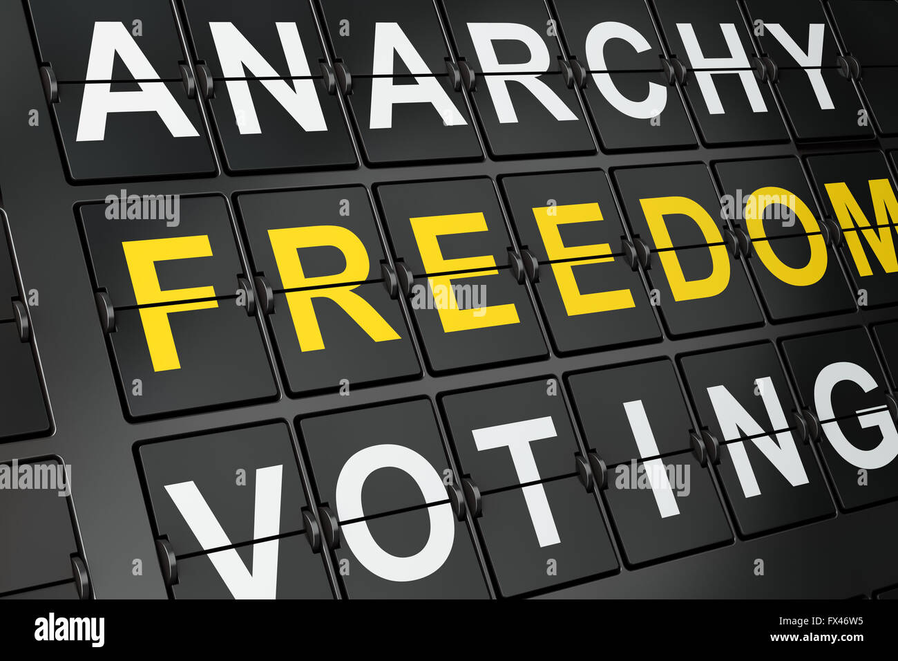 Politics concept: Freedom Of Speech on airport board background Stock ...