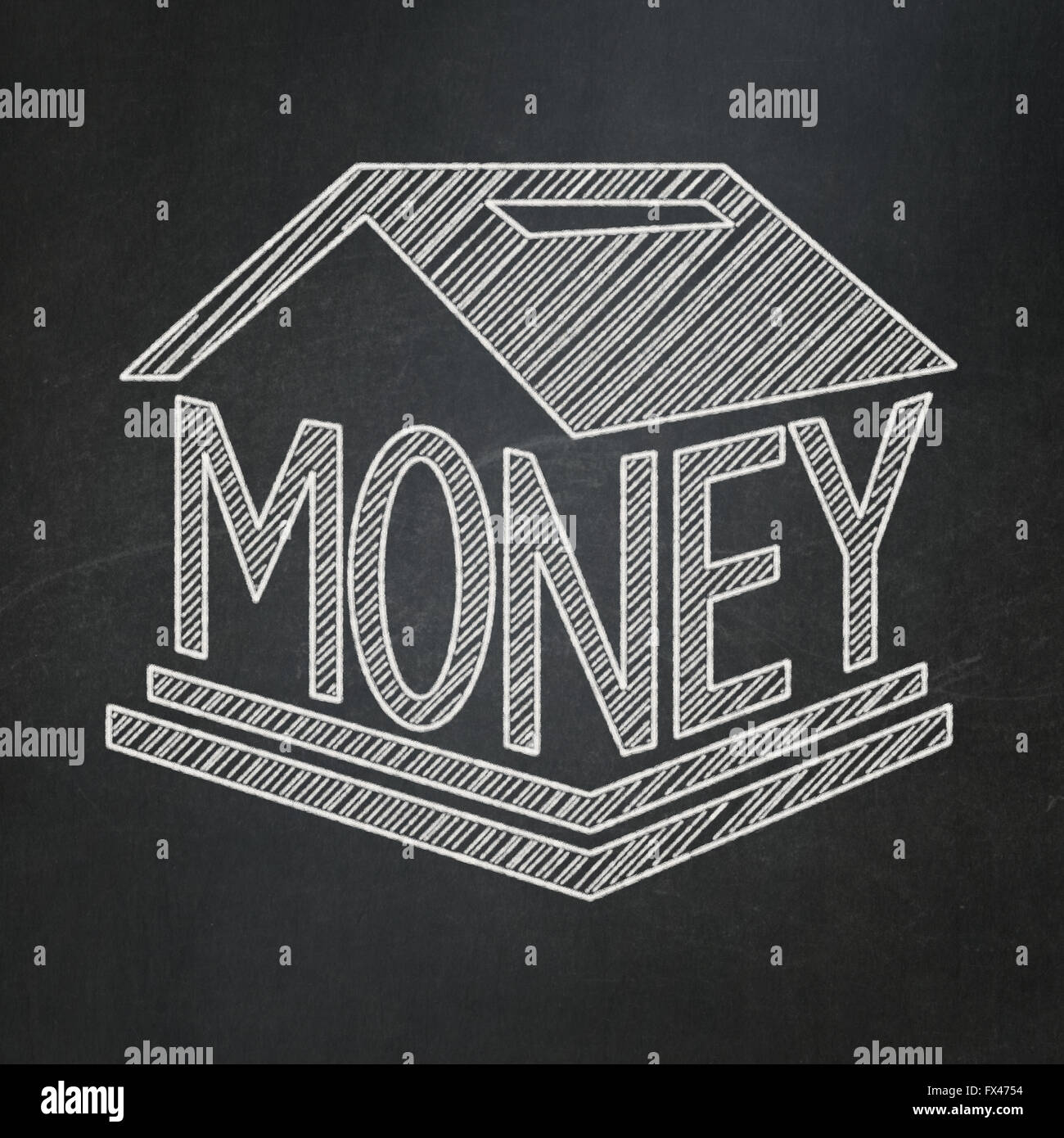 Currency concept: Money Box on chalkboard background Stock Photo - Alamy