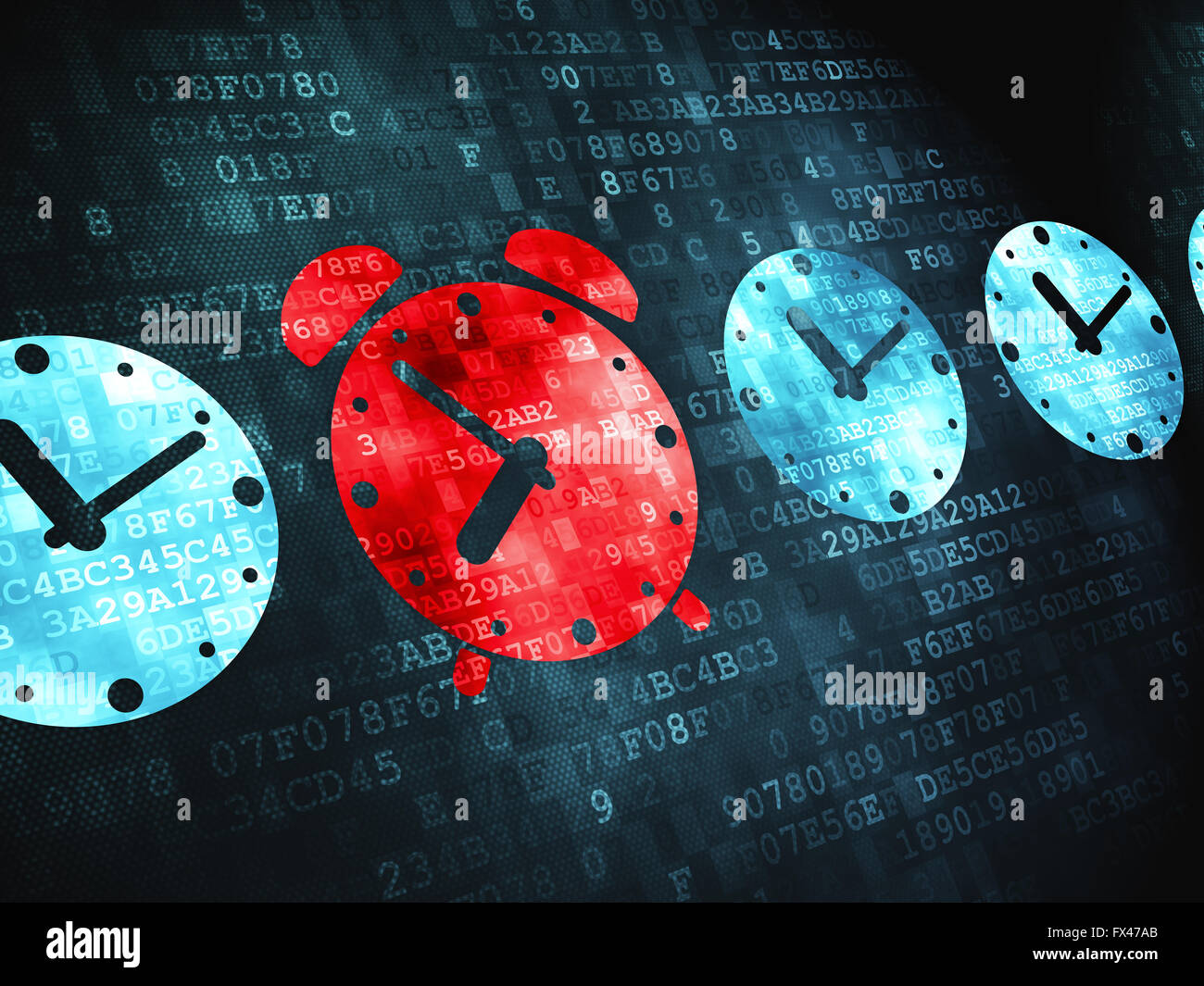 Time concept: Alarm Clock on digital background Stock Photo - Alamy