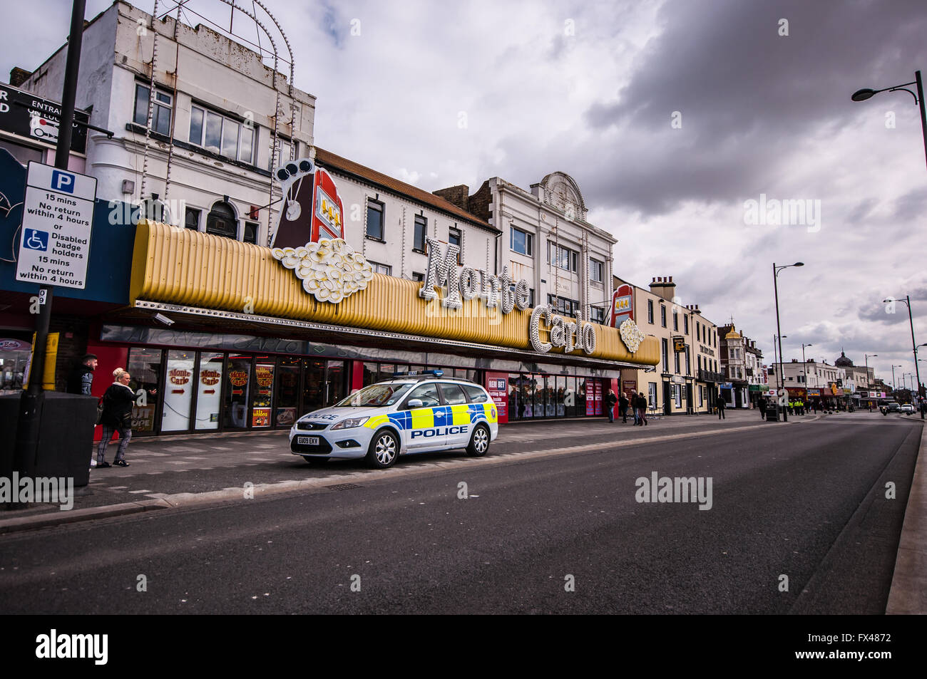 Seafront amusement arcades in Southend-on-Sea, Essex, UK, in winter ...