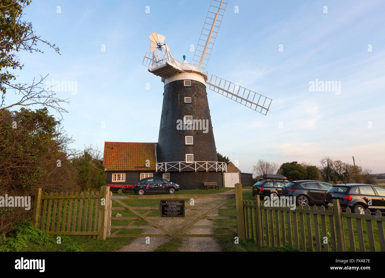 Burnham Overy Staithe Tower Windmill National Trust Stock Photo - Alamy