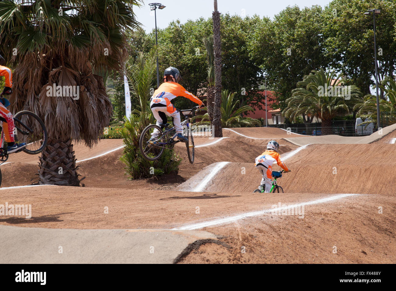 bmx riders in a competition Stock Photo - Alamy