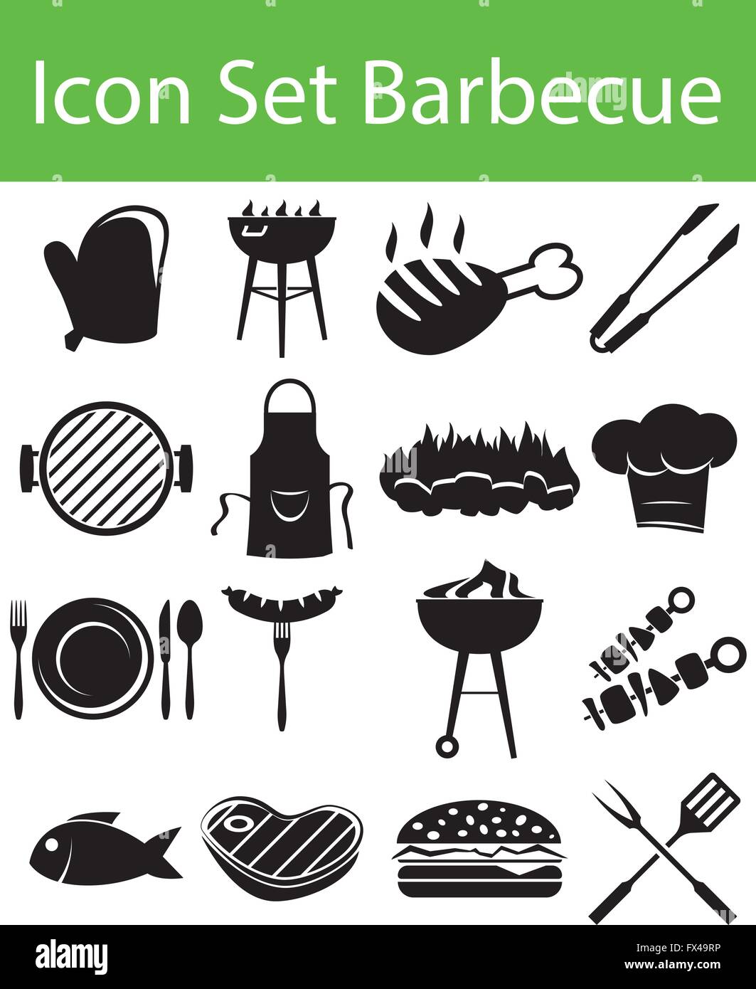 Icon Set Barbecue with 16 icons for the creative use in graphic design ...