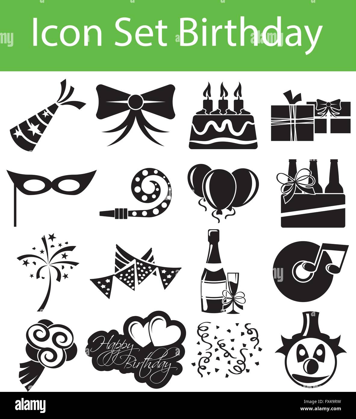 Birthday icon set hi-res stock photography and images - Alamy