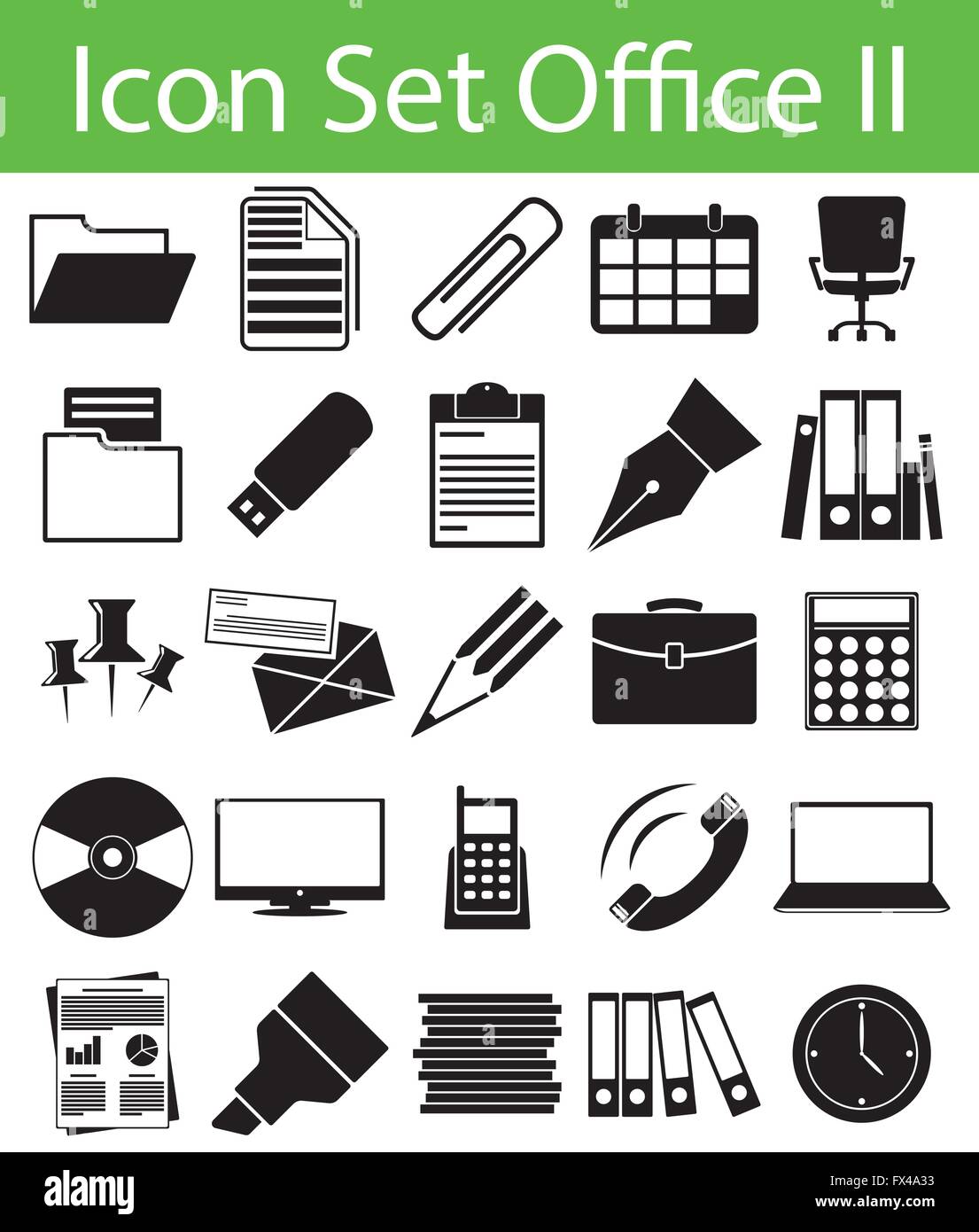 Icon Set Office II with 25 icons for different purchase in graphic and ...