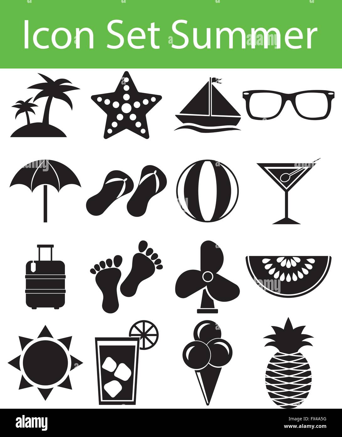 Icon Set Summer with 16 icons for the creative use in graphic design ...