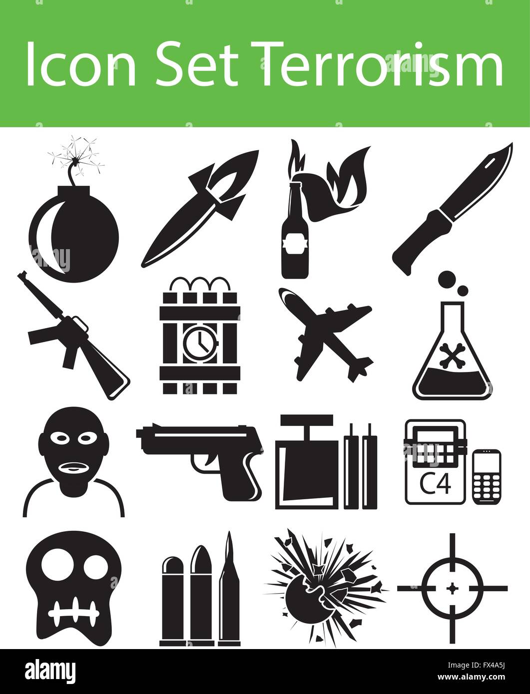 Icon Set Terrorism with 16 icons for the creative use in graphic design ...
