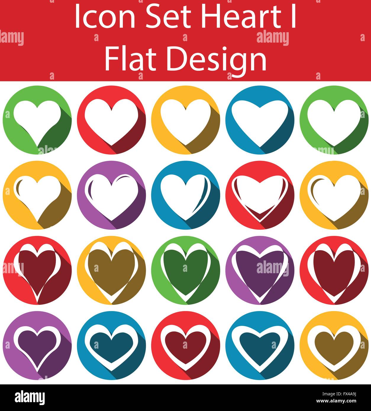 Flat Design Icon Set Heart I with 20 icons for the creative use in web ...