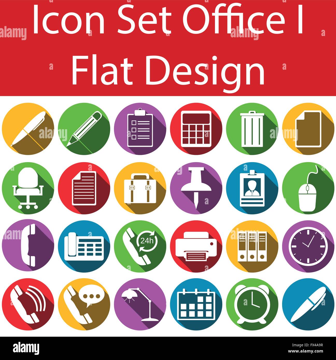 Flat Design Icon Set Office I with 24 icons for the creative use in web ...