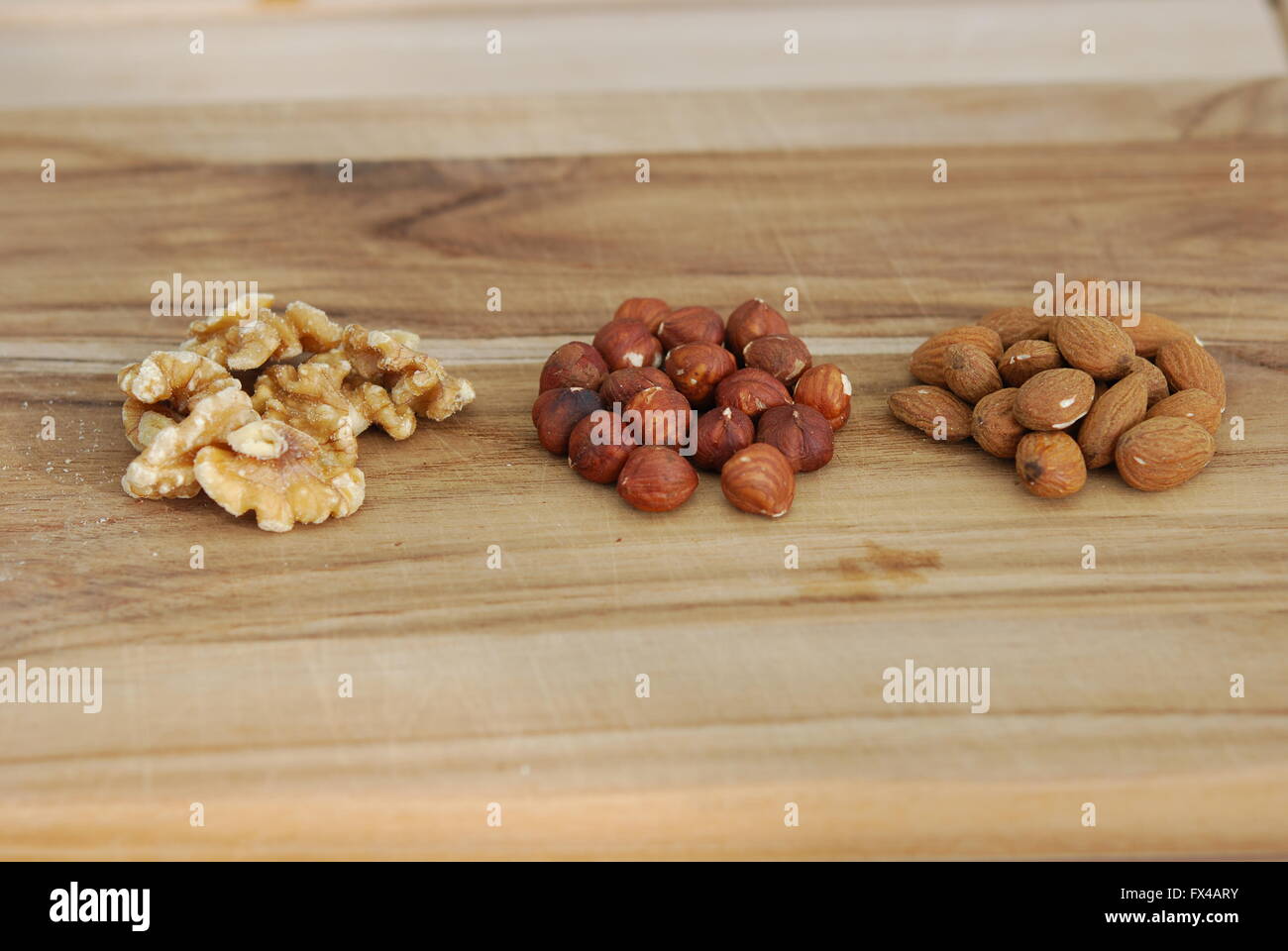 Three types of nuts Stock Photo - Alamy
