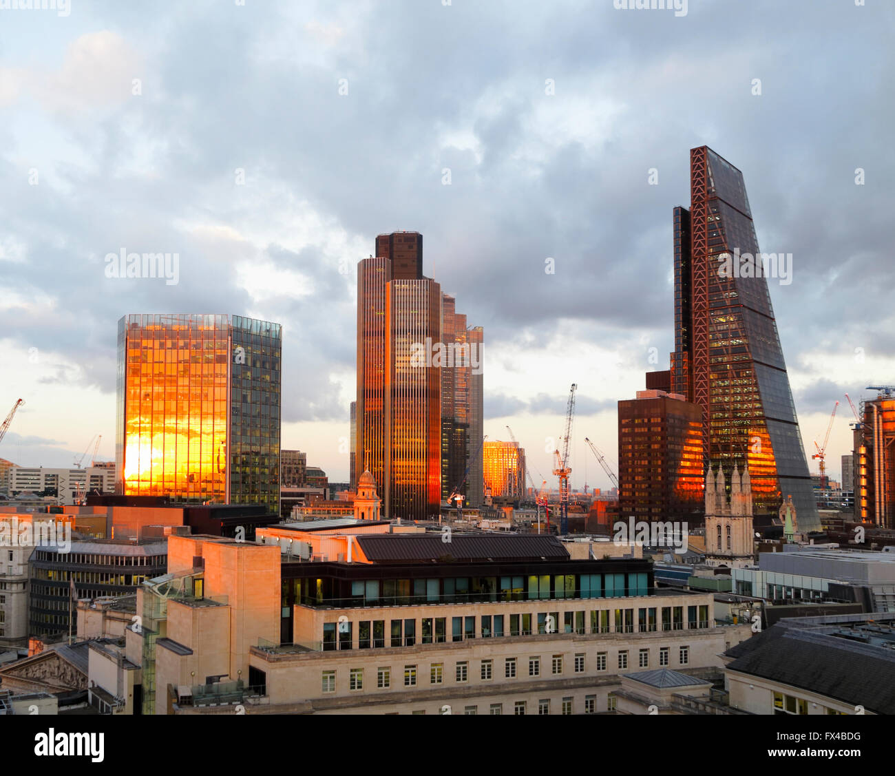 Stock Exchange Tower, Tower 42 and the Cheesegrater reflecting the ...