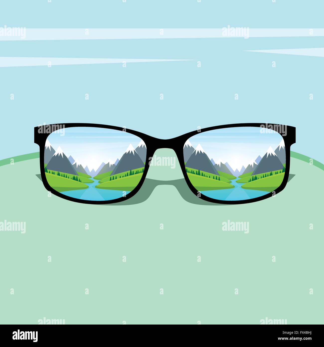 Eye Glasses With Mountain Water River Landscape Forest Green Park Blue ...