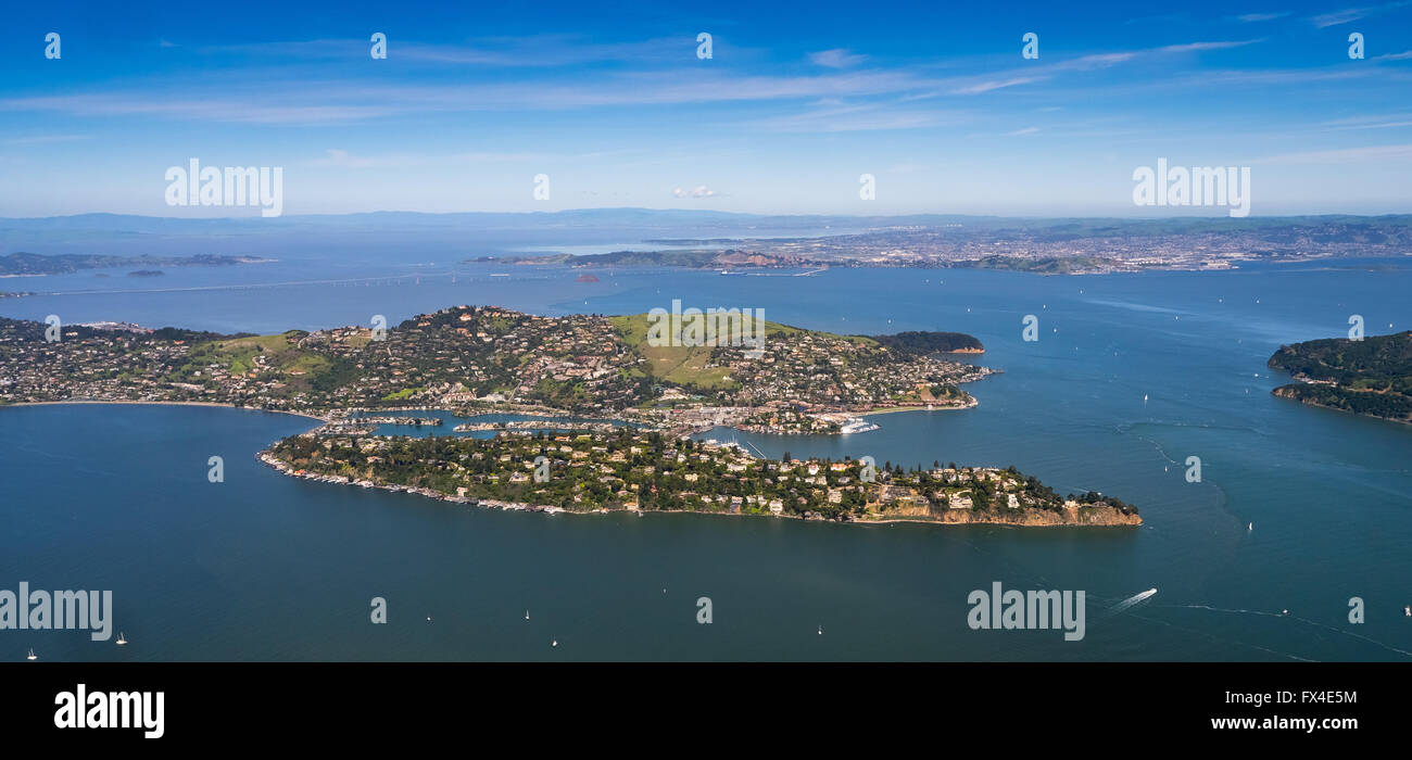 Aerial view, Peninsula Belvedere Tiburon, San Francisco Bay Area ...