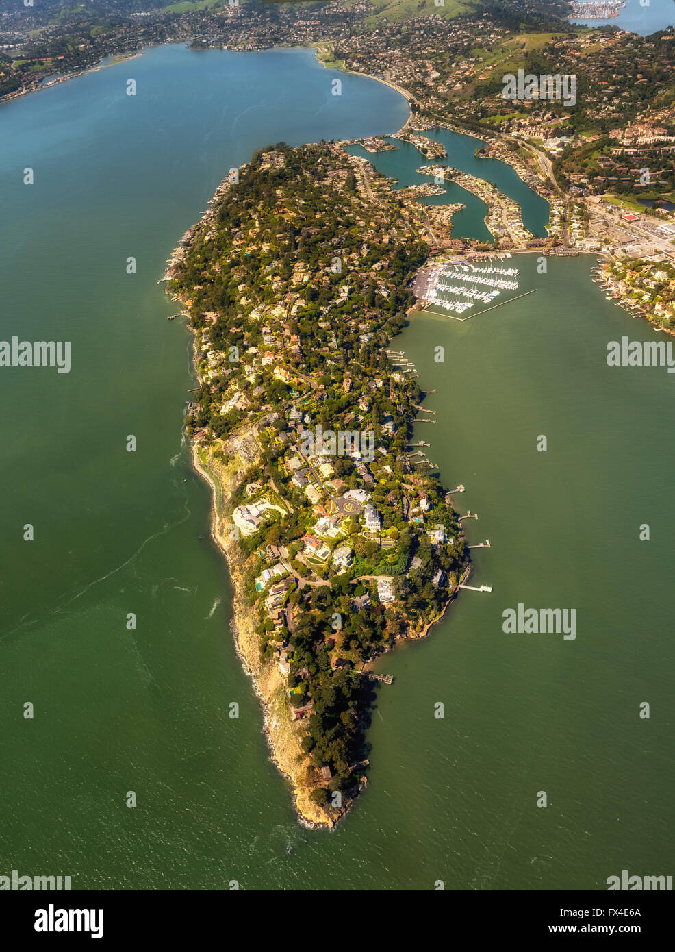 Aerial view, Peninsula Belvedere Tiburon, San Francisco Bay Area ...