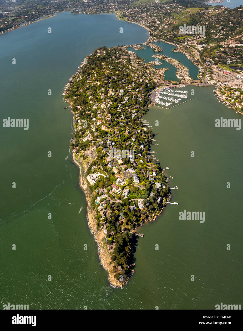 Aerial view, Peninsula Belvedere Tiburon, San Francisco Bay Area ...