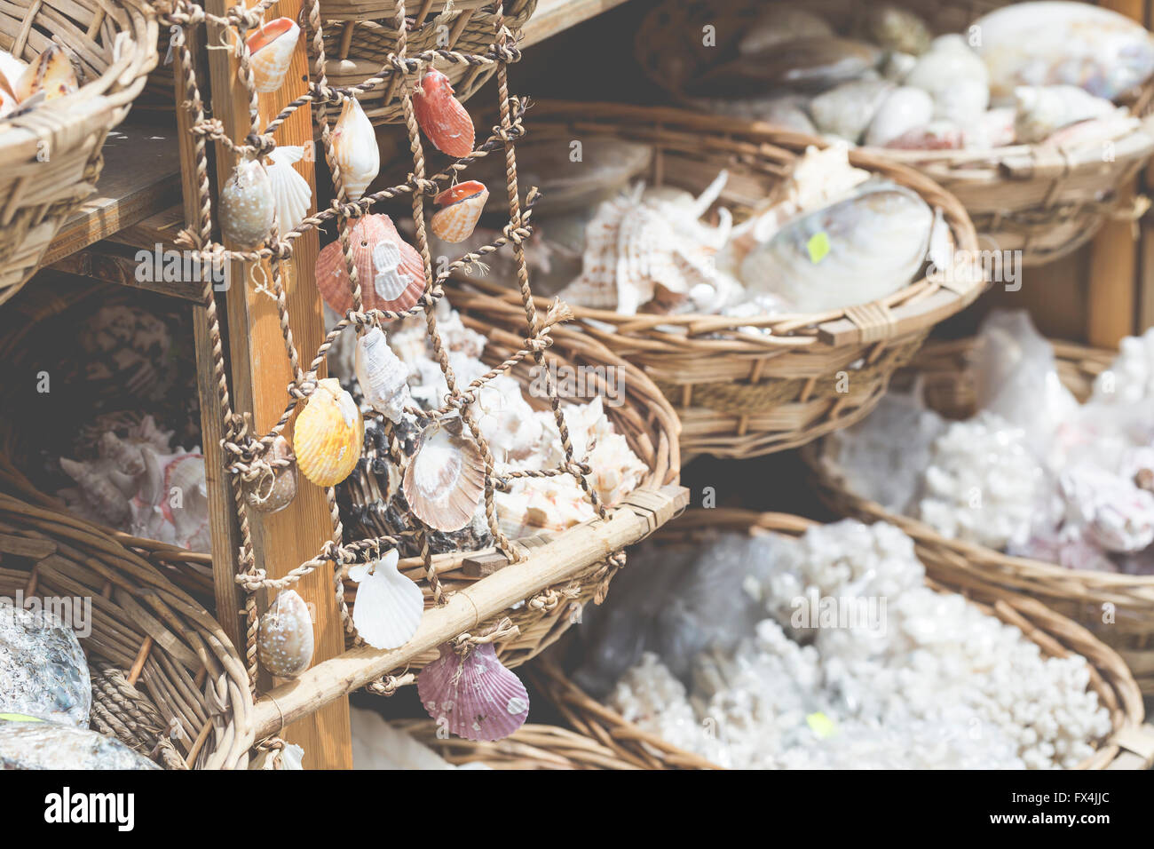 Starfish and seashells souvenirs for sale Stock Photo - Alamy