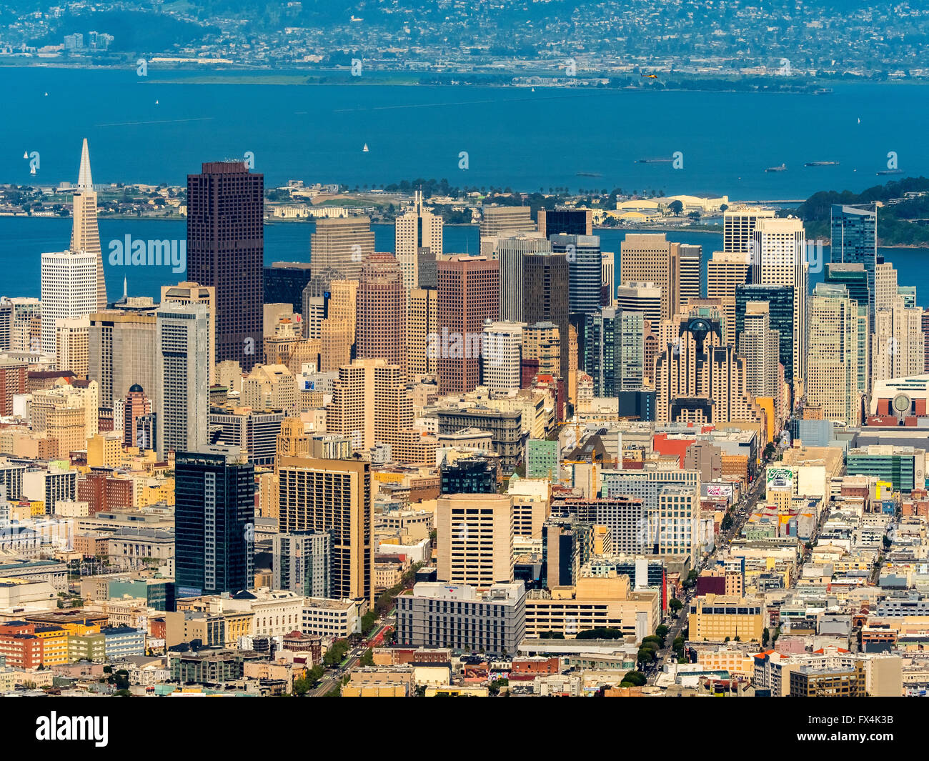 Aerial view, Financial District, Downtown with skyscrapers, San ...