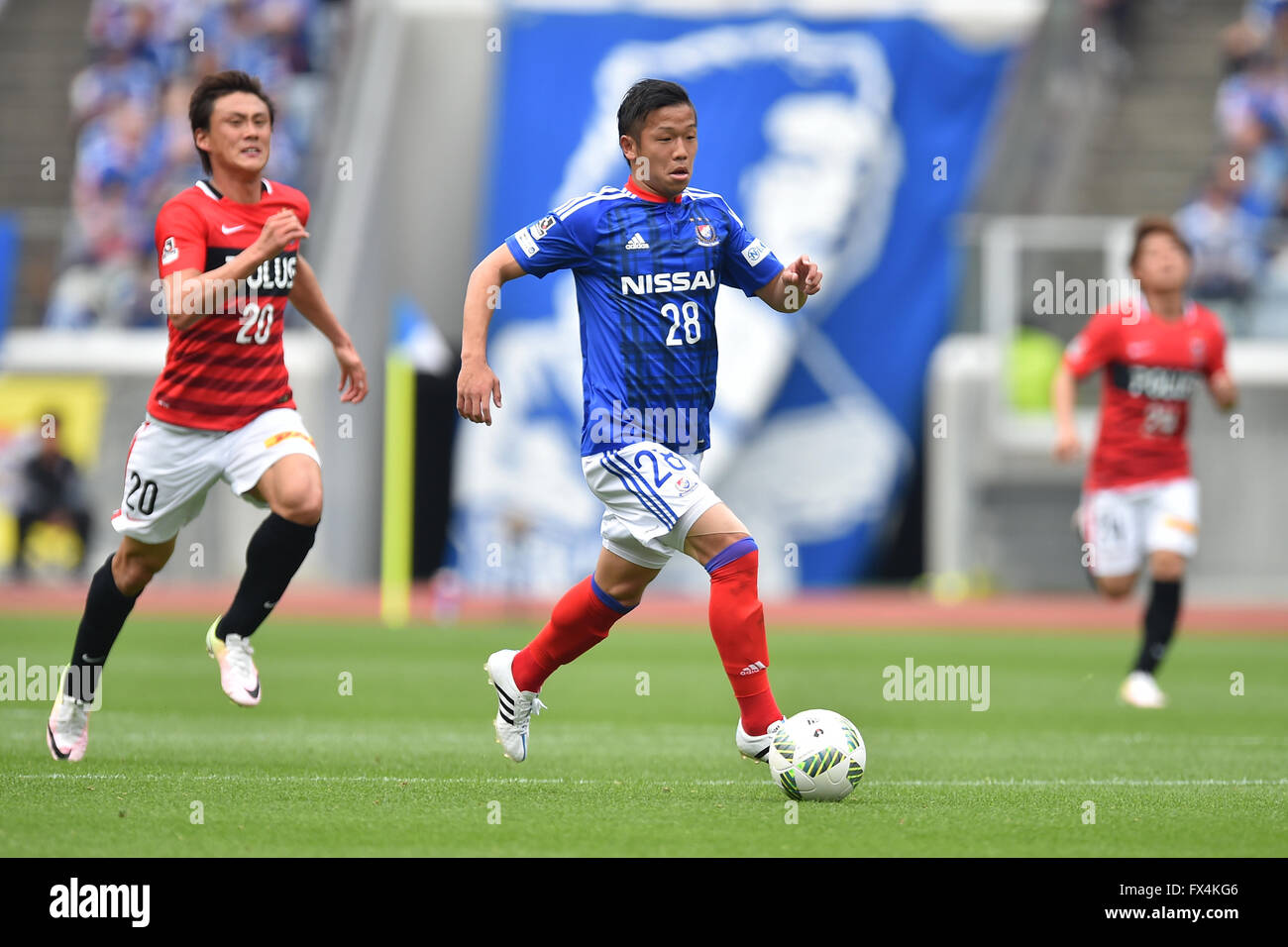 Kanagawa, Japan. 10th Apr, 2016. (R-L) Takuya Kida (F Marinos ...