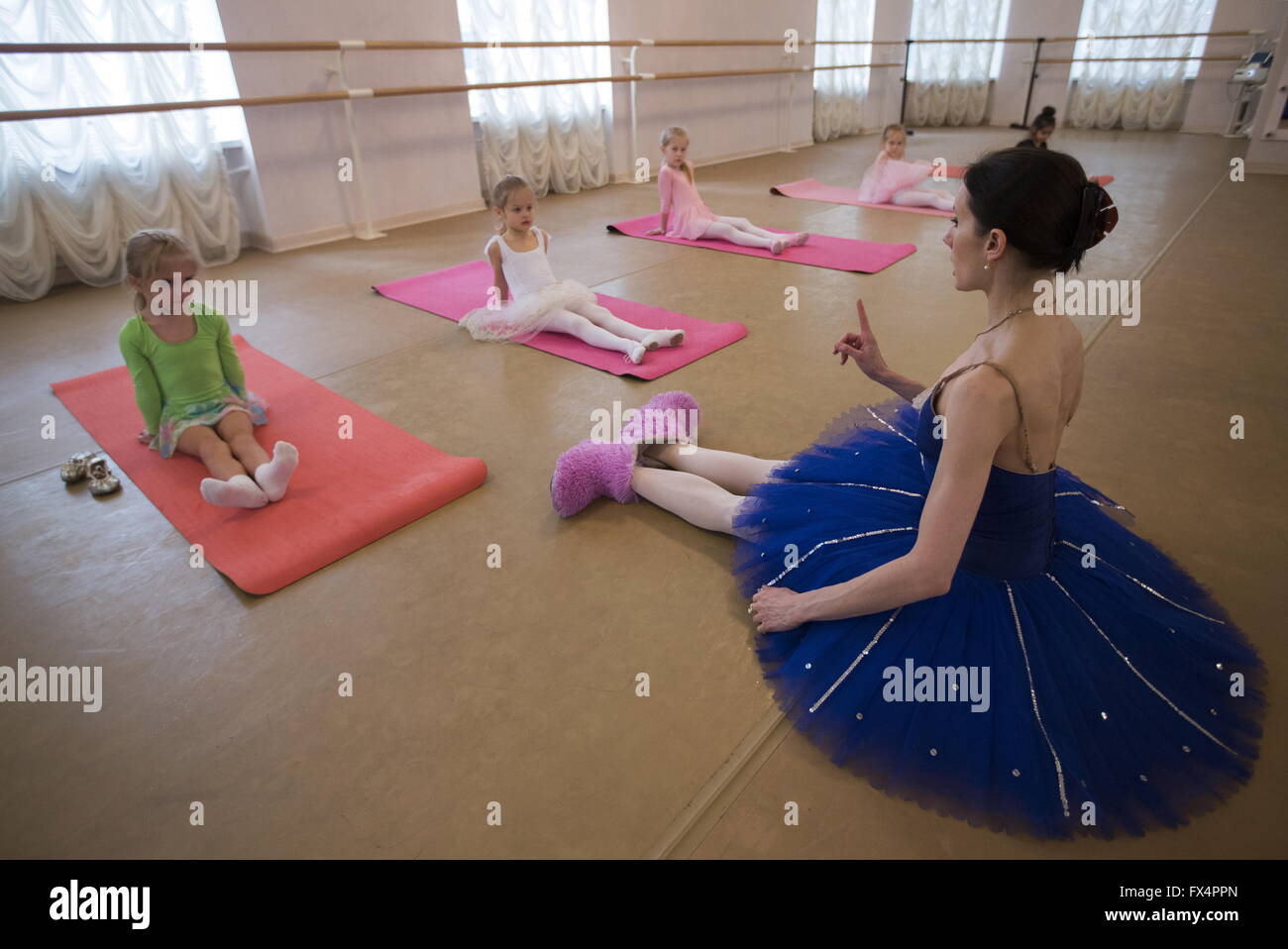 Moscow, Russia. 9th Apr, 2016. Kids attend a ballet class at Stock ...