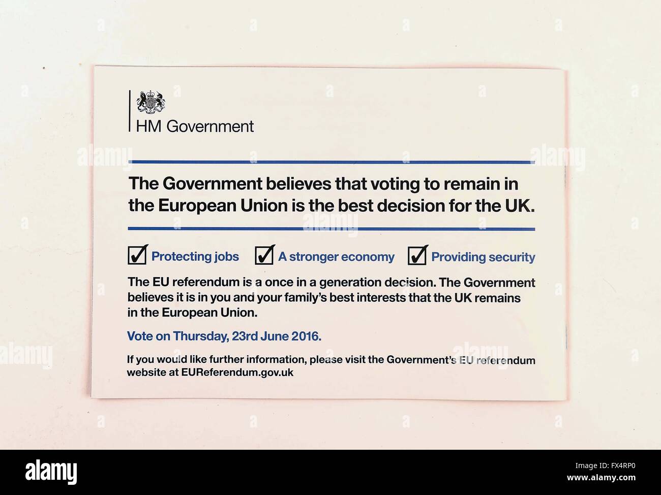 EU referendum campaign leaflets delivered to UK residents, Britain ...