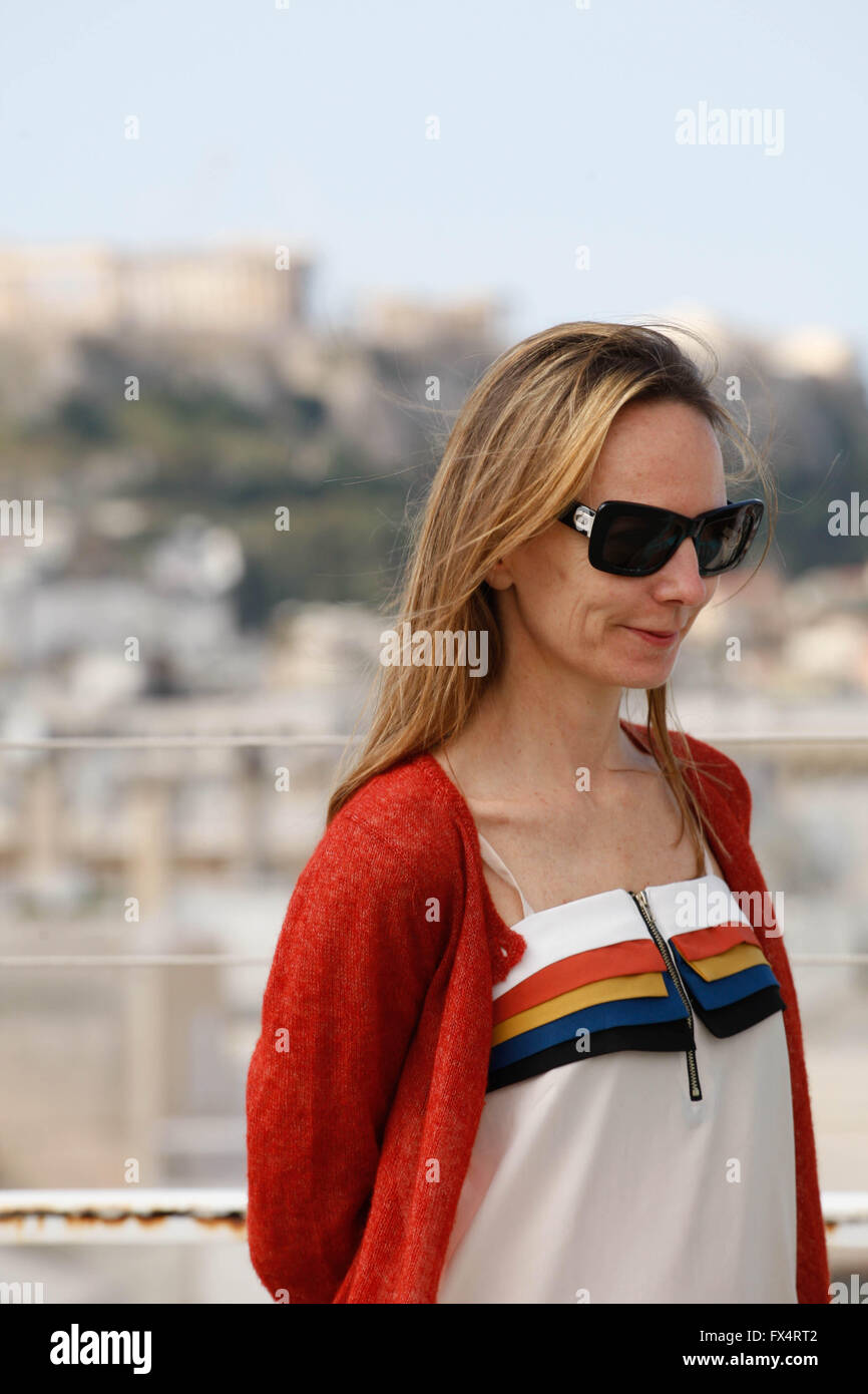 Athens, Greece. 11th Apr, 2016. French Director Delphine Coulin poses ...