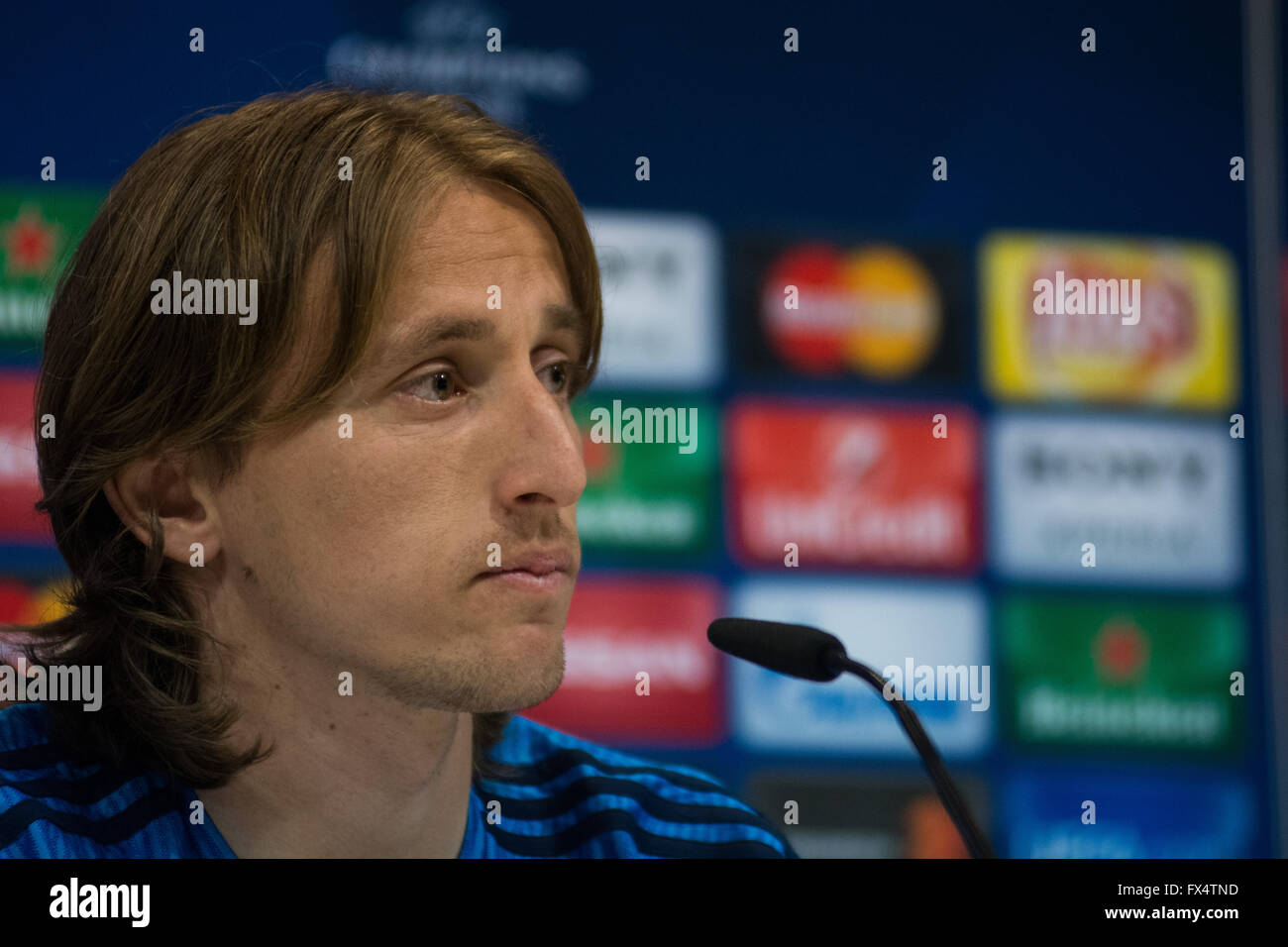 Madrid, Spain. 11th Apr, 2016. Real Madrid player Luka Modric during a ...