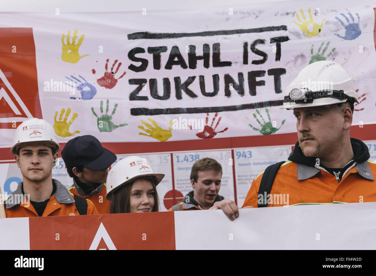 Berlin, Germany. 11th Apr, 2016. Protesters during nationalwide Steel ...