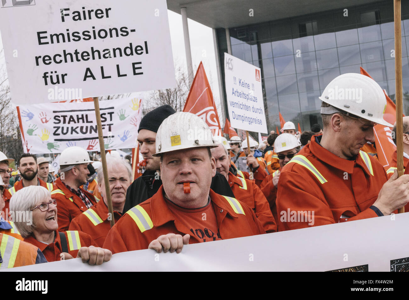 Berlin, Germany. 11th Apr, 2016. Protesters during nationalwide Steel ...