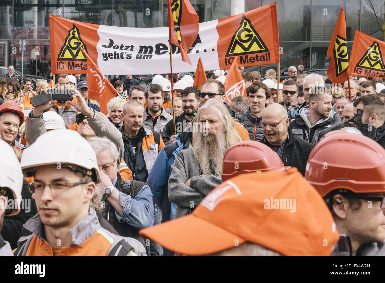 Berlin, Germany. 11th Apr, 2016. Protesters during nationalwide Steel ...