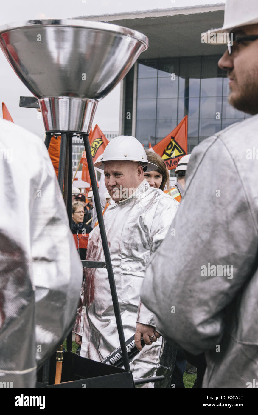 Berlin, Germany. 11th Apr, 2016. Protesters during nationalwide Steel ...