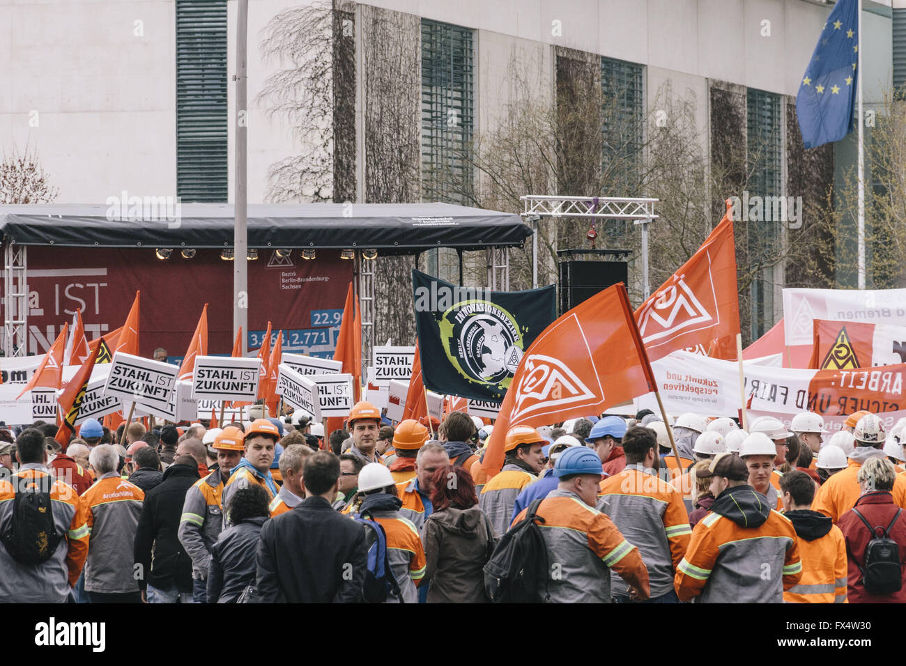 Berlin, Germany. 11th Apr, 2016. Protesters during nationalwide Steel ...